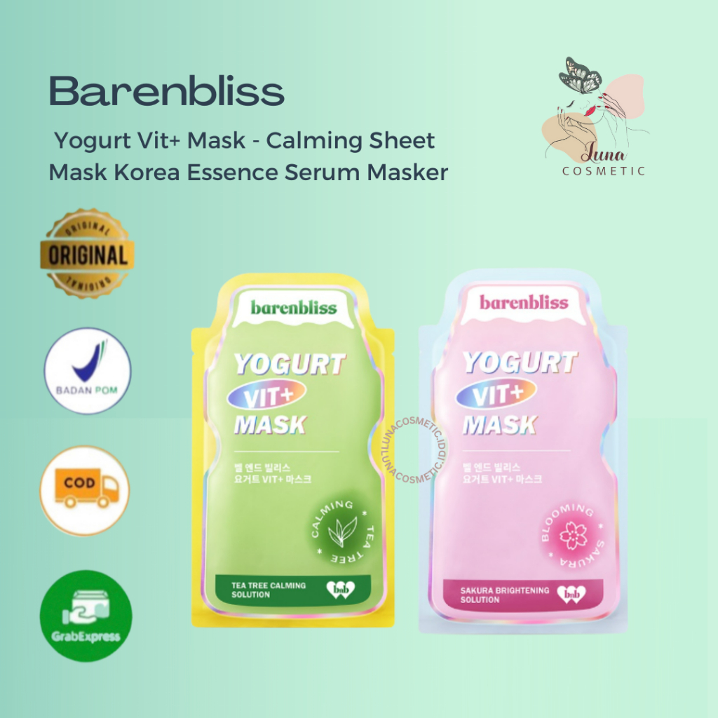Bnb barenbliss Yogurt Vit+ Mask - Calming Sheet Mask Korea Essence ...