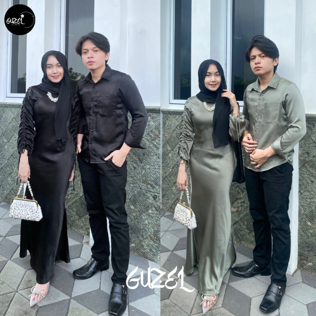 KEMEJA Couple Prince Ella by Guzel Gamis Kondangan Dress Eid Engagement Shirt Dress Women Men ...