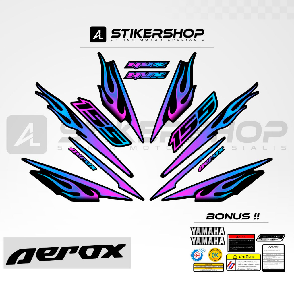 HITAM Aerox STRIPING OLD 155 BASIC FIRE GRAFIST BLACK 002 COMBO COLOR ...