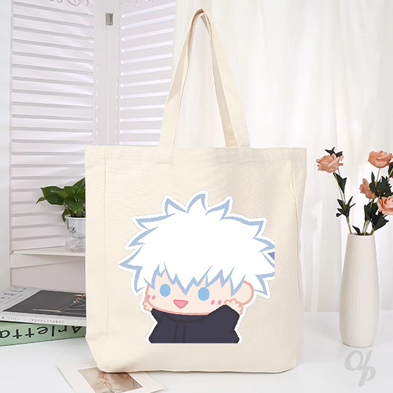 Tote Bag Canvas Anime Jujutsu Kaisen Chibi Gojo Nanami Getou/Shopping ...