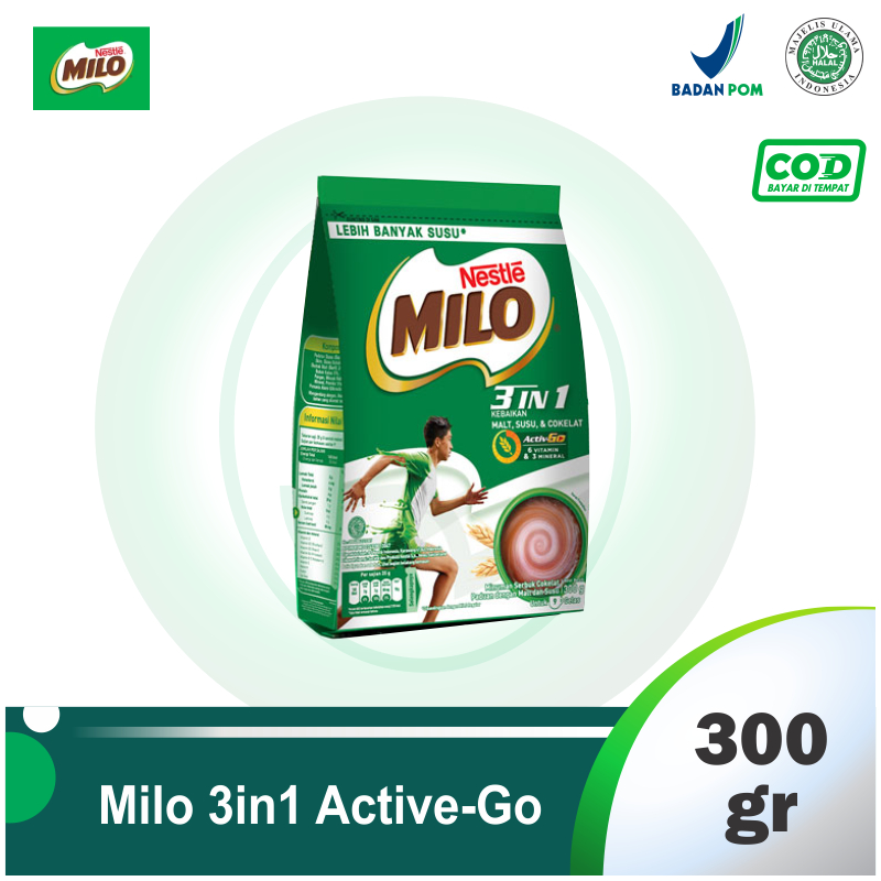 Milo 3 in 1 Chocolate Milk Packaging Pouch 300gr - Milk Powder | Shopee ...