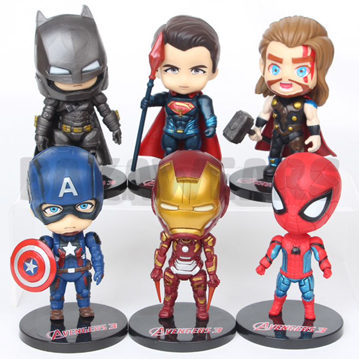 Action Figure Avengers & Justice League (Marvel & DC) Chibi: Iron Man ...
