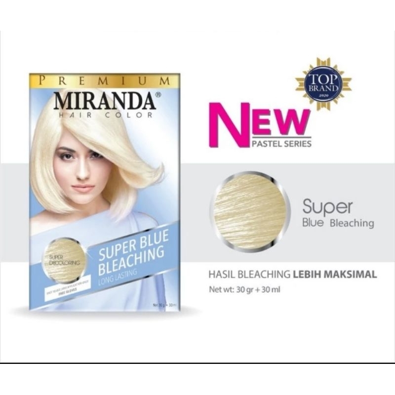 Miranda Hair Color Pastel Series SUPER BLUE BLEACHING-2X30ML Hair Dye ...