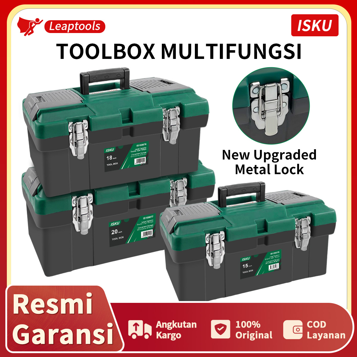 Isku tool box New Plastic Size 15 18 20 Inch tool box Large tool box ...