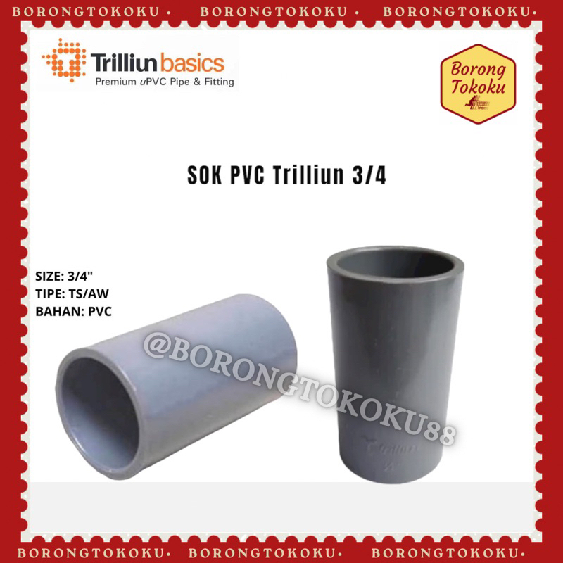 Pvc TS 3/4 inch Trillion Socket Sock straight pipe connection | Shopee ...