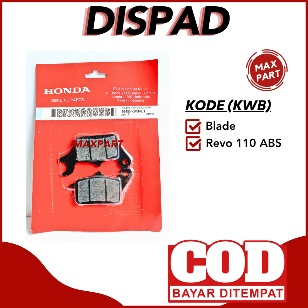DISPET FRONT BRAKE PADS BLADE REVO 110 ABS KWB | Shopee Malaysia