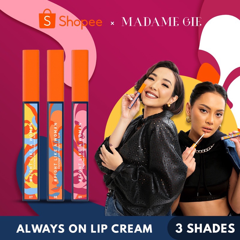 Shopee x Madame Gie Always On Lip Cream Lipstick Mate Waterproof ...