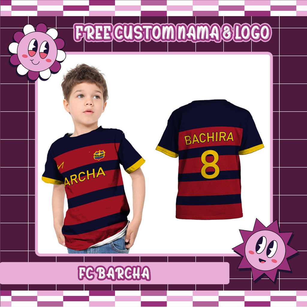Children's T-shirt Club Blue Lock FC Barcha Jersey Full Printing Custom ...