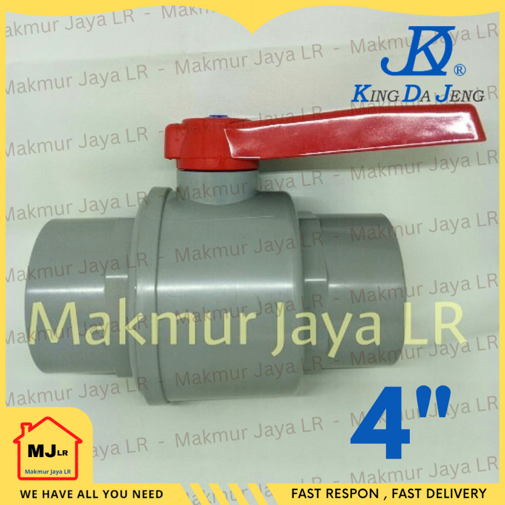 Ball Valve Stop Kran 4" 4 inch KDJ AW Plain Threadless PVC StopKran BallValve / Stop Tap ...