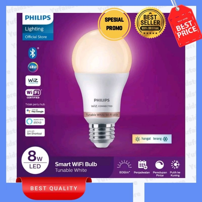Philips 8W LED Smart WiFi Lamp With Bluetooth - Tuna White (White ...