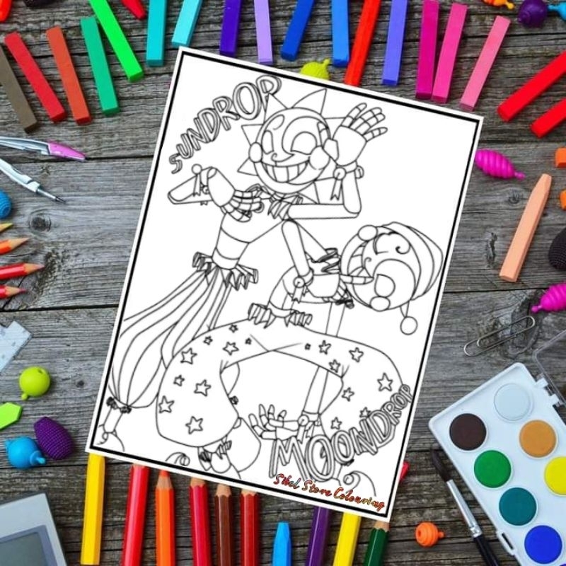 Sundrop and Moondrop Theme Children's Coloring Paper / Drawing Paper ...