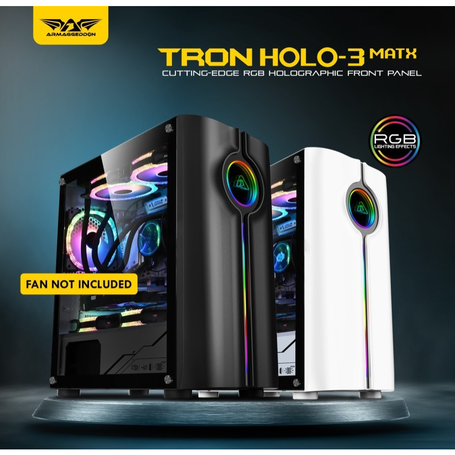 Tron Holo 3 RGB Armaggeddon Holographic Gaming PC Case Micro atx Matx M ...