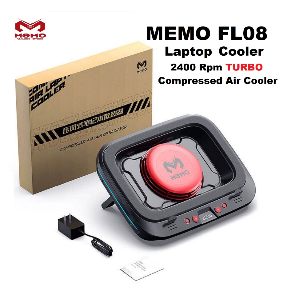 Memo FL08 Laptop Cooling Fan with 2400RPM Turbo Compressed Air Cooler ...