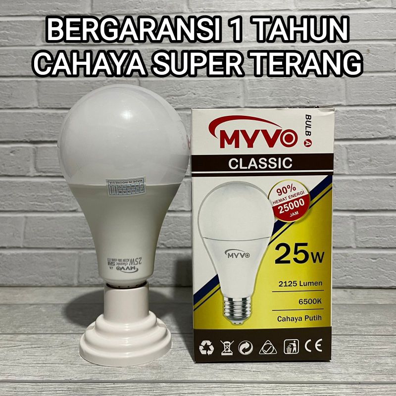 PUTIH CAHAYA Myvo CLASSIC 25W LED A BULB LAMP 25 WATT WHITE LIGHT SNI 1 ...