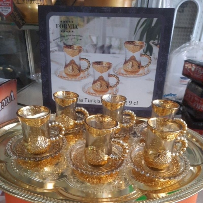 Glass Turkish Mug set 6pcs+ Size 85ml | Shopee Malaysia