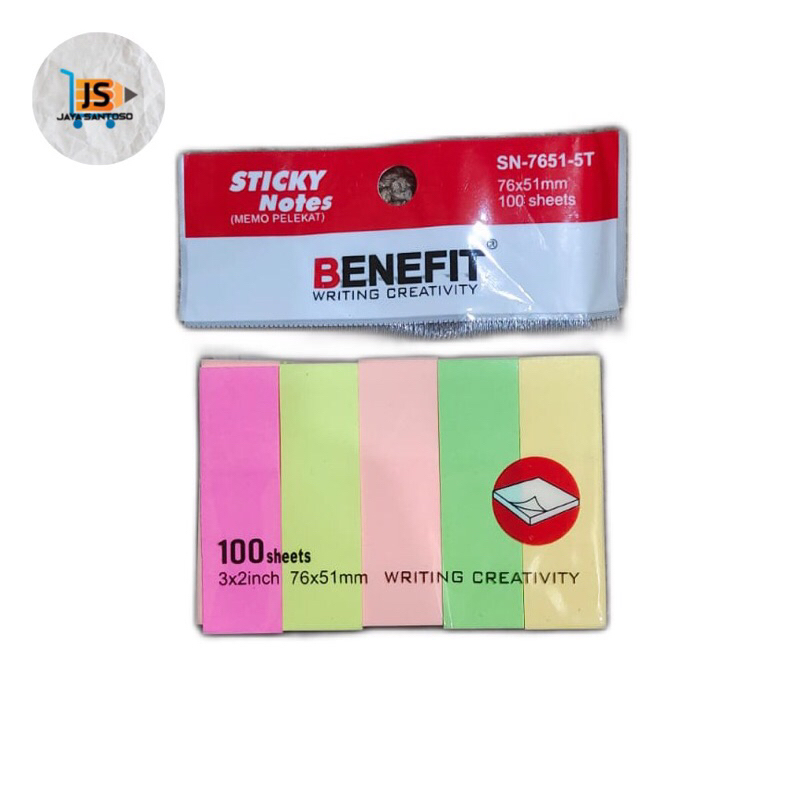 Sticky note / Stick note / Benefit Sticky Memo paper 5 colors 3 x 2 ...