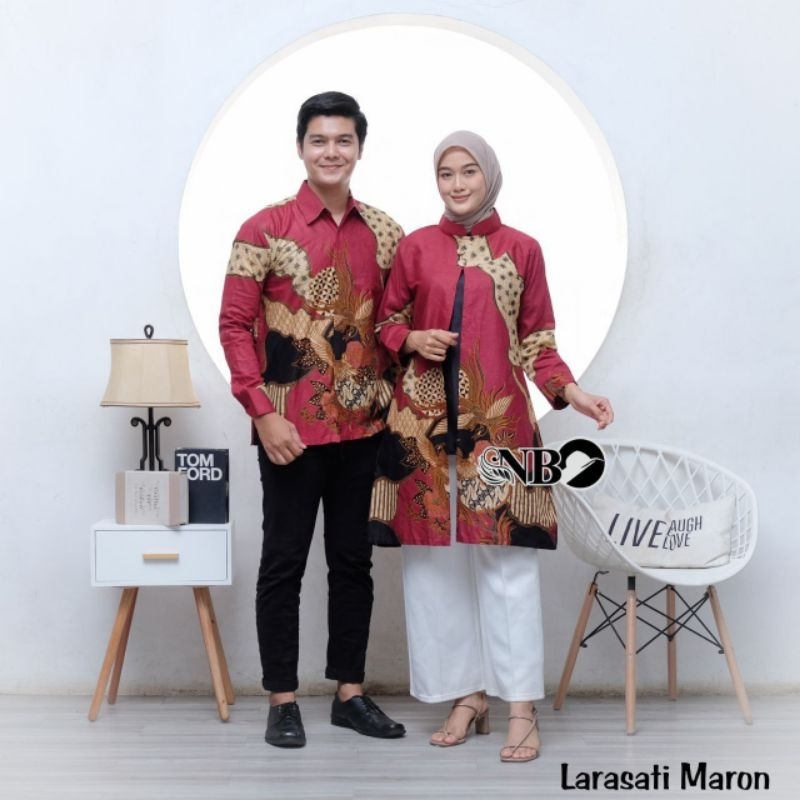 MERAH Couple Red Maron Top Zanitha Batik Tunic And Contemporary | Shopee Malaysia