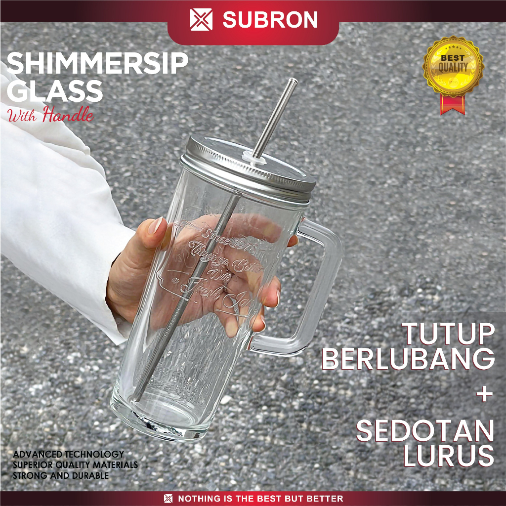 Subron 600ml Tumbler Mug Glass Aesthetic Drink Jar Glass with Glass ...