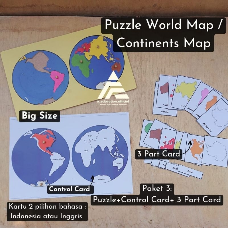 World Map Continents Map Montessori Puzzle | Shopee Malaysia