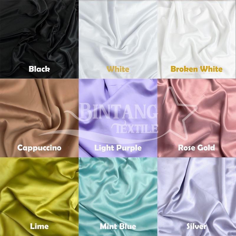 Premium Quality Plain Sateen Velvet Satin Fabric Dress/Kebaya ...