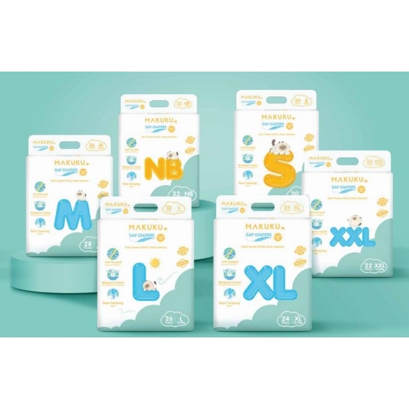 Makuku SAP Diapers Comfort Fit Mini Tape /Pants NB S/M/L/XL/XXL Anti ...