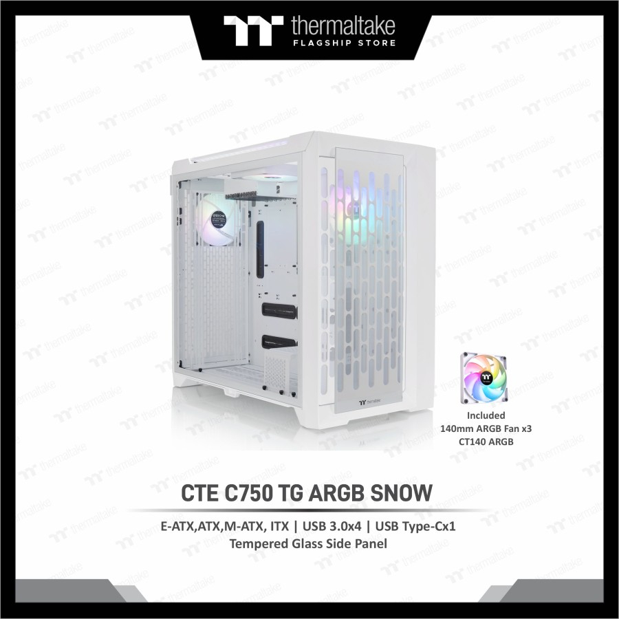 PUTIH Casing PC Thermaltake CTE C750 TG ARGB White Tower Chassis CA-1X6 ...