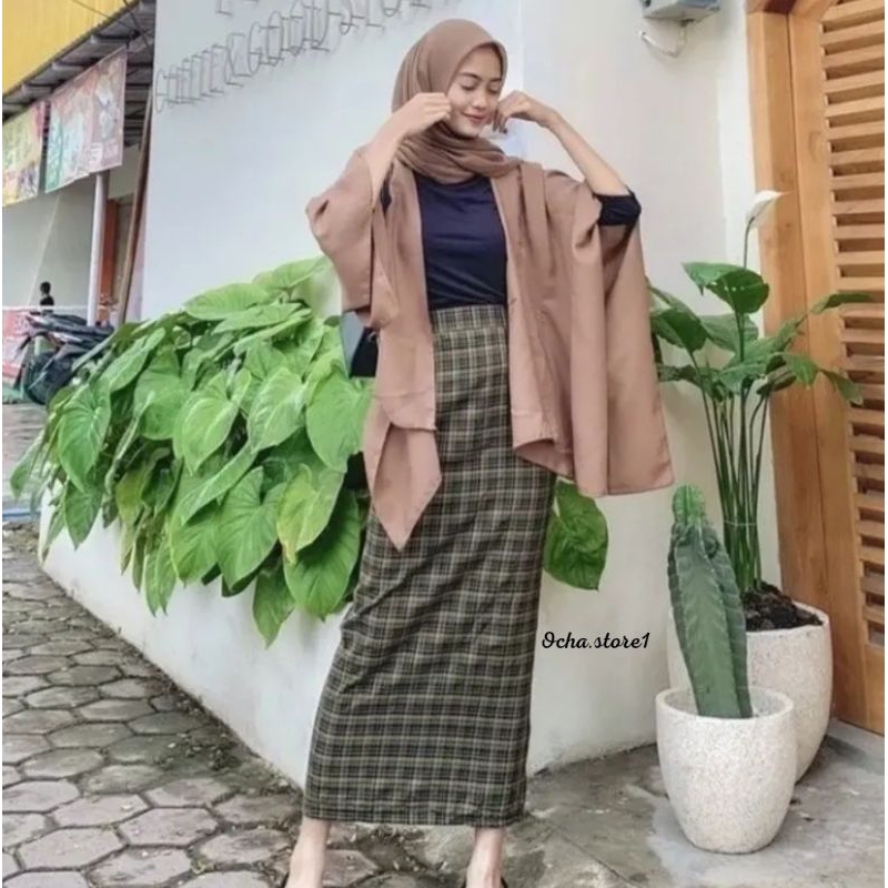 Ocha.store1 - Span Tartan Skirt Korean Long Square Skirt (REAL PICT ...
