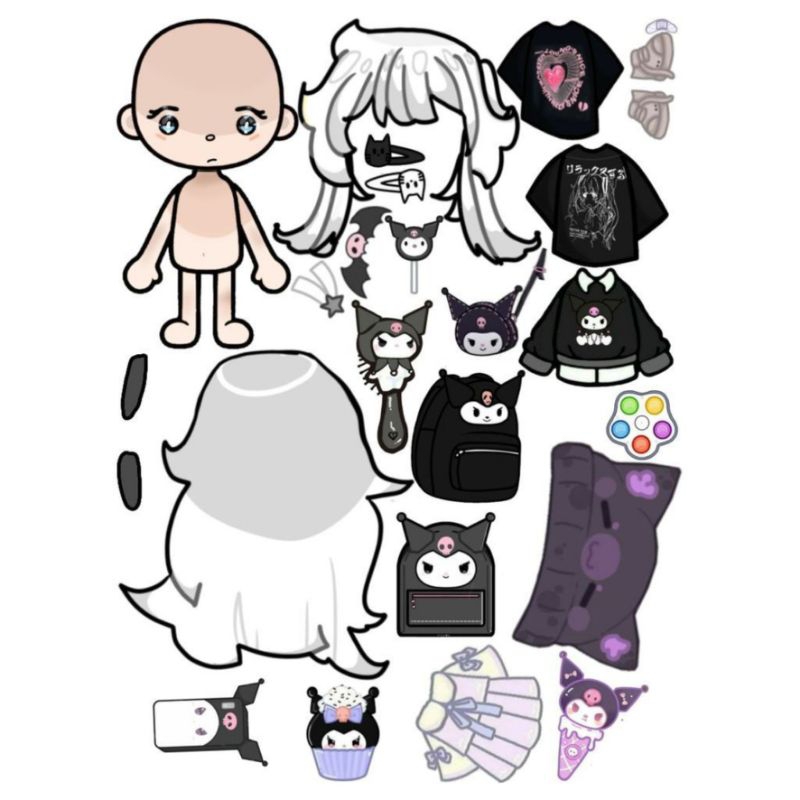TOCA BOCA PAPER TOY PAPER DOLL BP BP AN DISASSEMBLY KUROMI ENIDS ENID ...