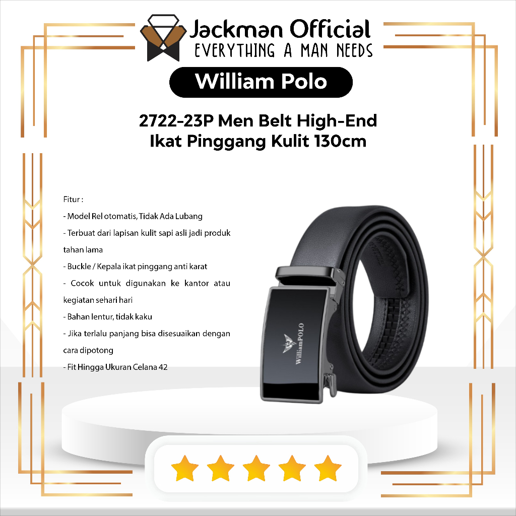 William POLO 2722-23P Men Belt High-End Leather Belt 130cm | Shopee ...