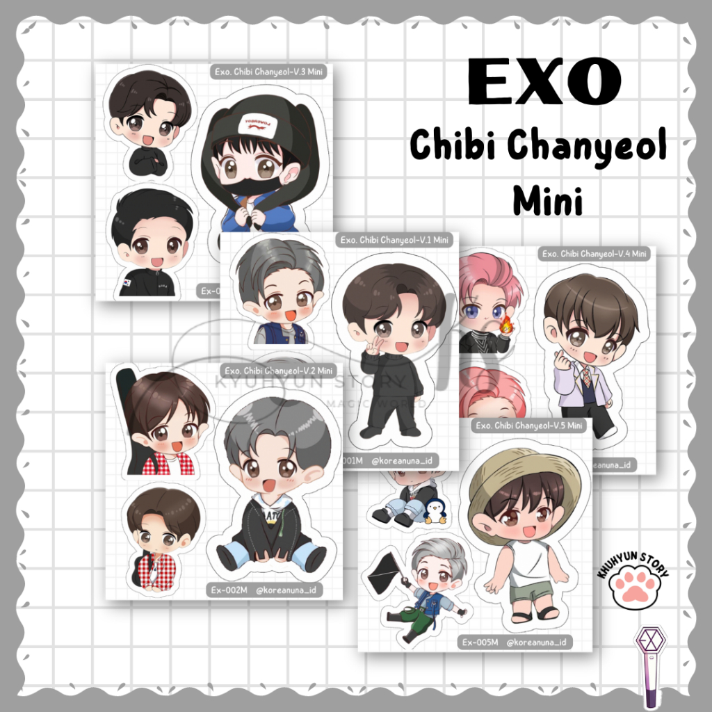 HP Kpop Exo Chanyeol Chibi Sticker Cute Cartoon Aesthetic Deco Sticker ...