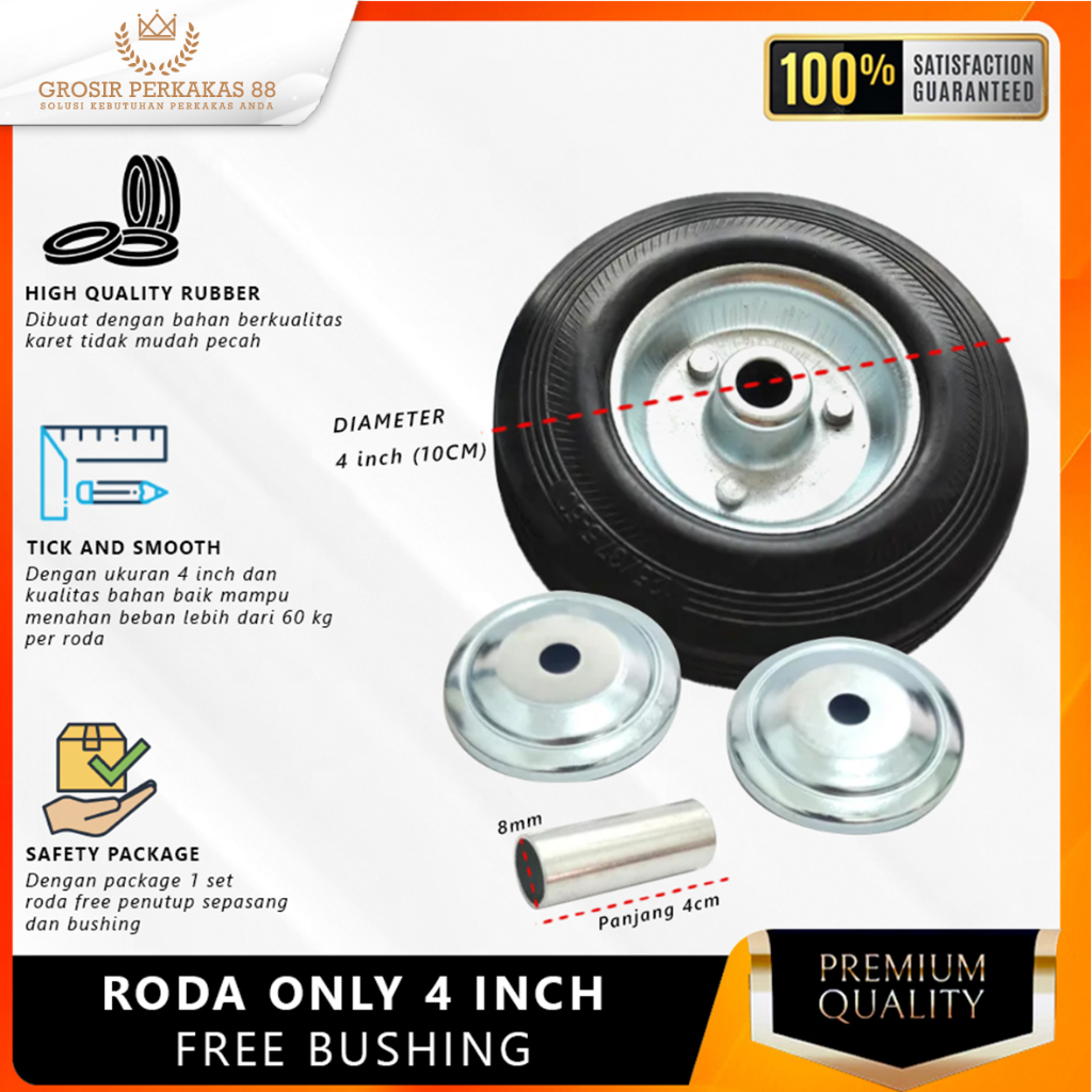 Only 4 Inch Rubber Wheels Plus Bushing Caster Trolley Trolley Tire Cart ...