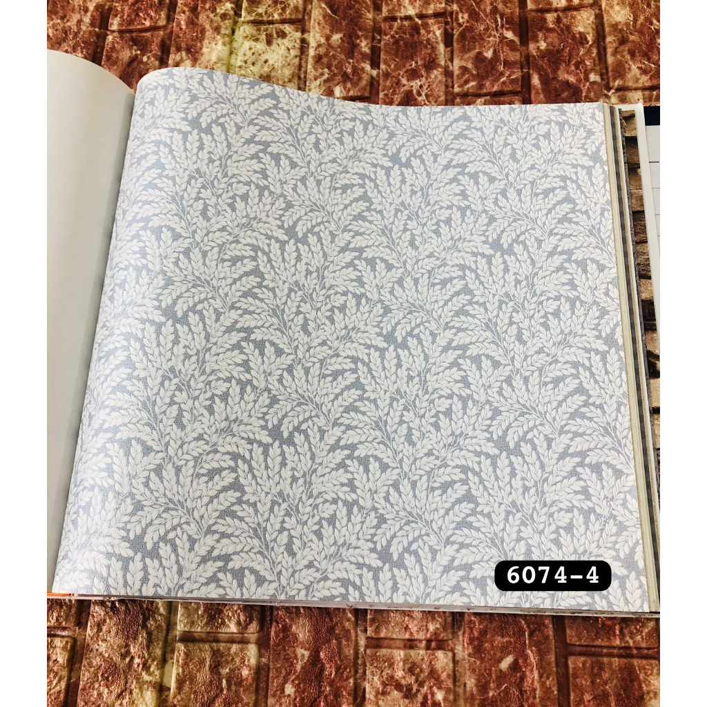 PUTIH Plain WALL WALLPAPER MODERN SIMPLE TEXTURED WHITE LEAVES HR ...