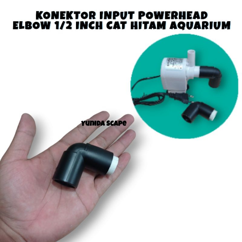 HITAM Input POWERHEAD ELBOW CONNECTOR 1/2 INCH AQUARIUM BLACK PAINT ...