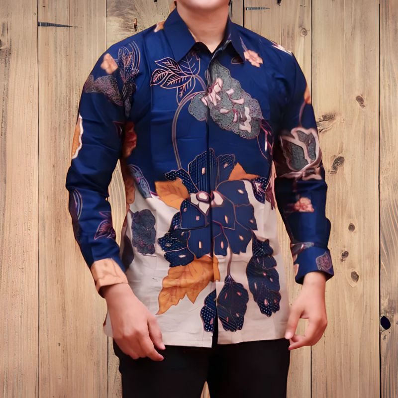 KEMEJA Roses navy batik Shirt original arta batik super Uniform batik ...