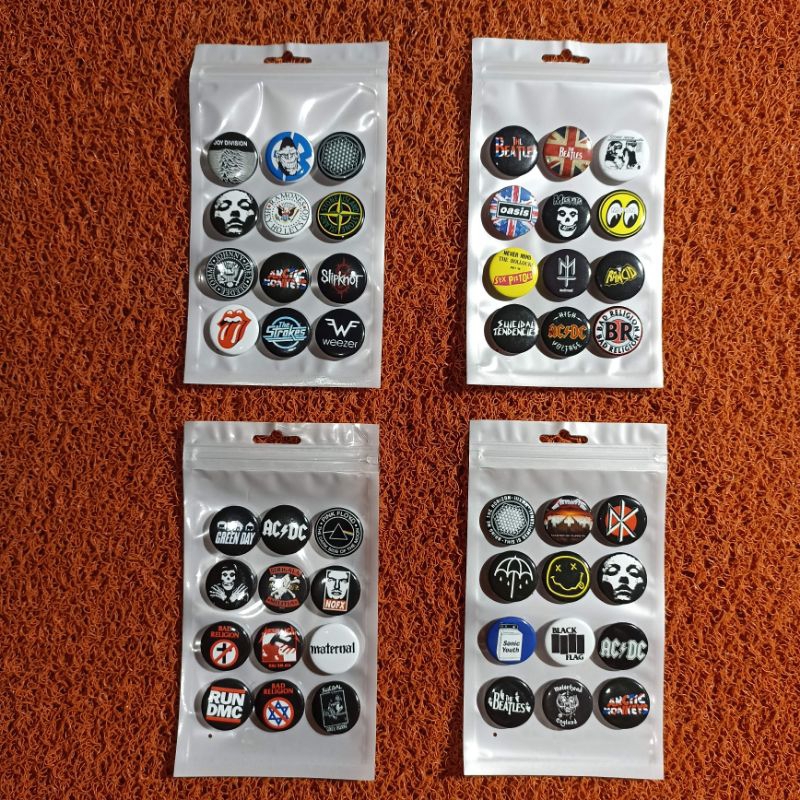 PIN BUTTON MINI MUSIC BAND BRAND HYPEBEAST CONTENTS 12pcs PREMIUM BEST ...