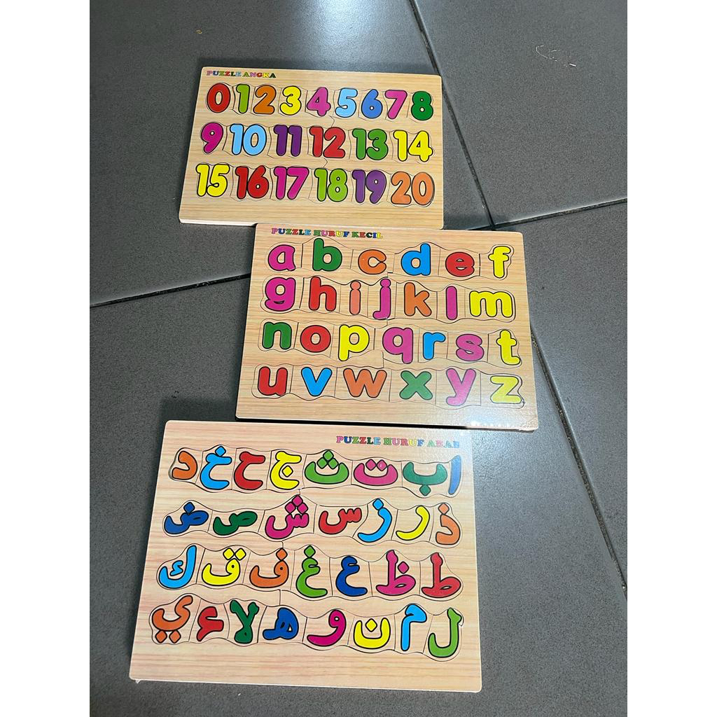 KAYU Wooden Puzzle hijaiyah letters numbers uppercase lowercase letters ...
