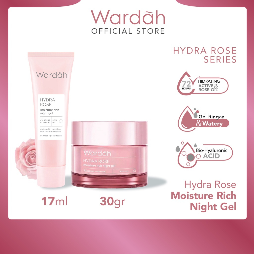 Wardah Hydra Rose Moisture Rich Night Gel - Cream for Dry and ...