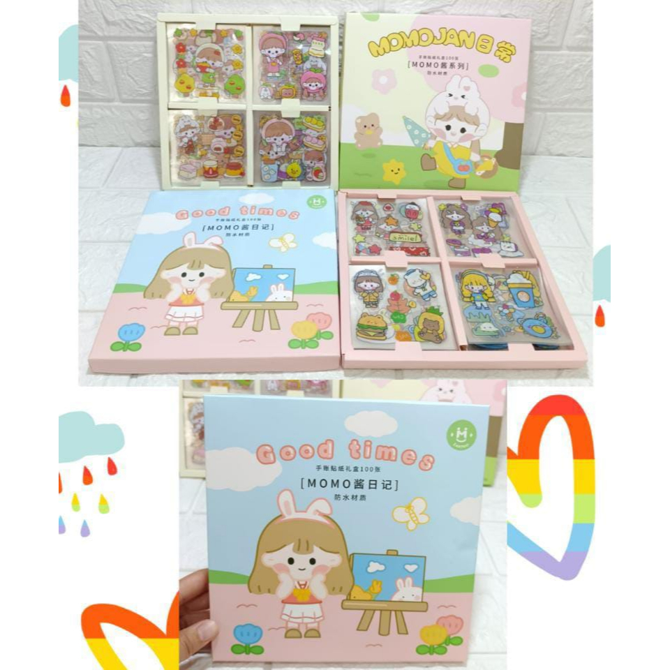 1 BOX CONTAINS 100 SHEETS NEW MOTIF MOMO WATERPROOF STICKER / VIRAL ...