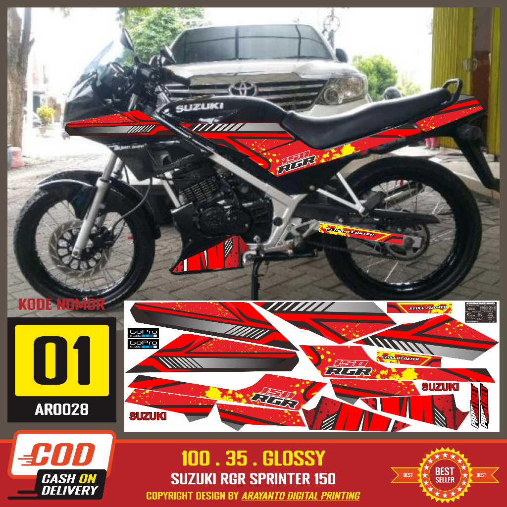 Suzuki RGR Sprinter 150 Striping Sticker AR0028 Graphic Doff/Glossy ...