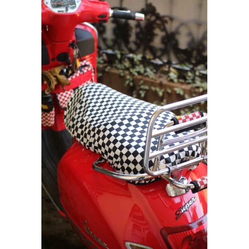 Seat COVER CHECKERBOARD Classic And MODERN VESPA Chess Motorcycle SEAT ...