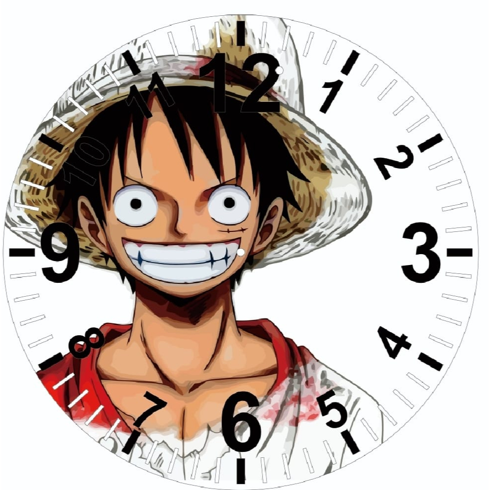 Unique Minimalist Wall Clock one piece luffy anime motif 30cm diameter ...