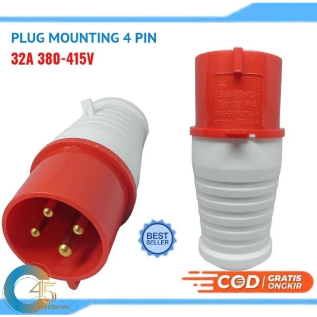 Plug Mounting Male Plug Waterproof Plug Mounting Plug 4P 32A 024 | Shopee Malaysia