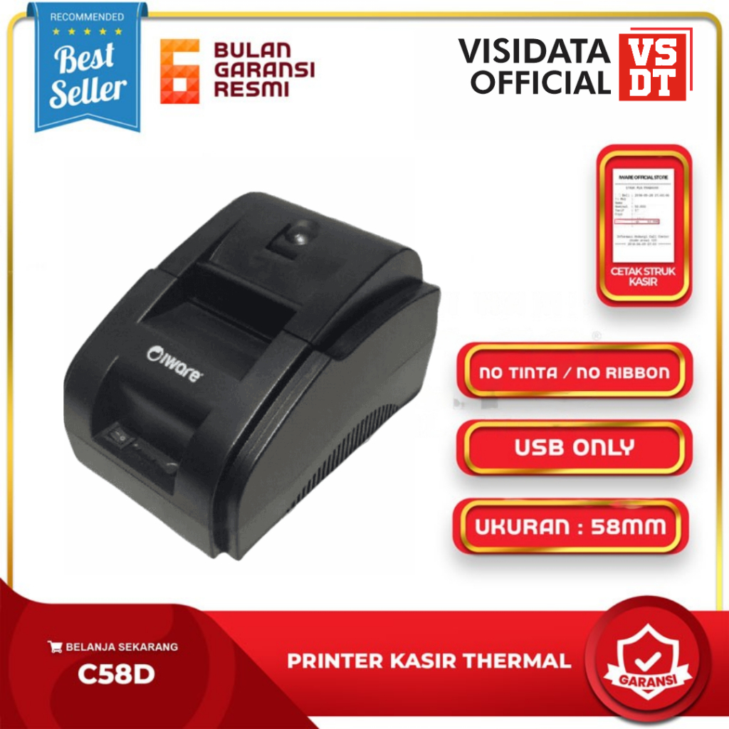 Iware C58D 58MM USB Thermal Receipt Cashier Printer Manual | Shopee ...