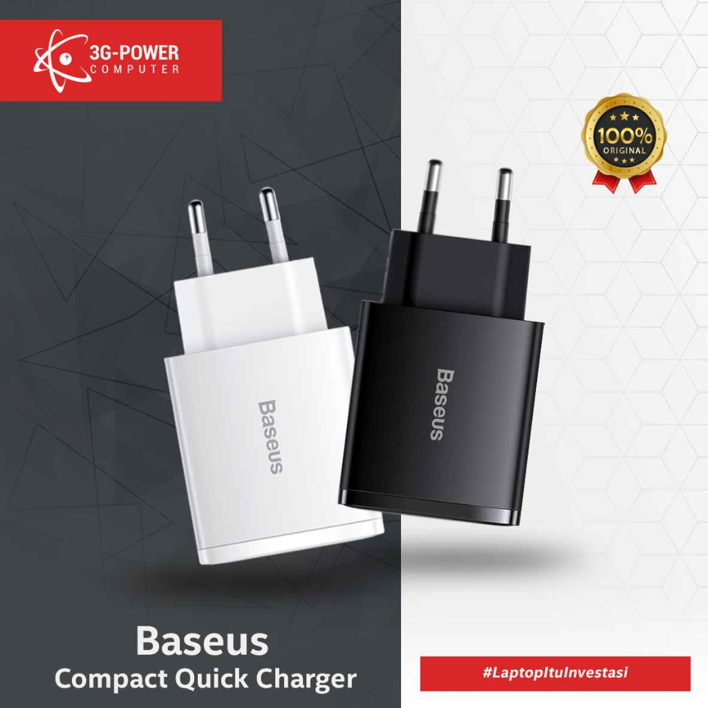 Baseus COMPACT 30W Quick Charging Triple Port USB A and Type C Charger ...