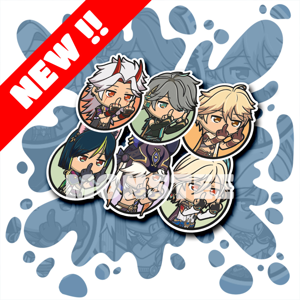 Sticker Chibi Genshin Impact Boys Version Sticker Vinyl Venti Diluc ...