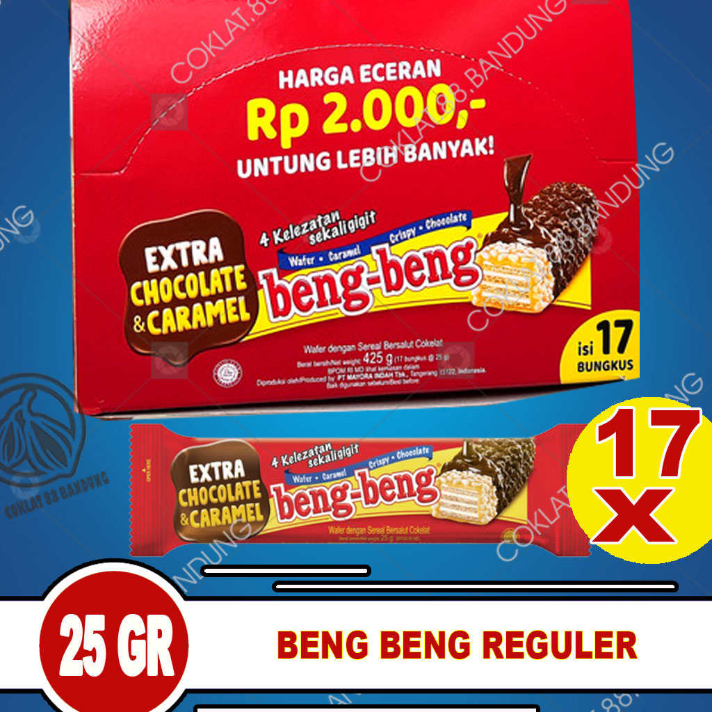 Beng BENG 1 DUS CONTAINS 17 X 25GR, BENG BENG REGULAR 17 PCS X 25 GRAM CHOCOLATE, BENG BENG MAXX ...