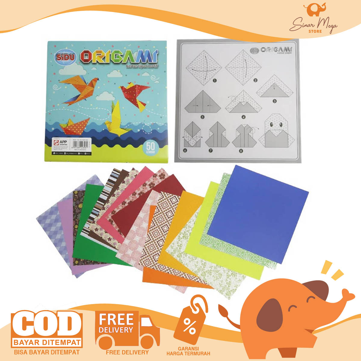 Sidu Sinar Dunia Origami Motif 16x16 cm Contents 50 Sheets/Motif ...