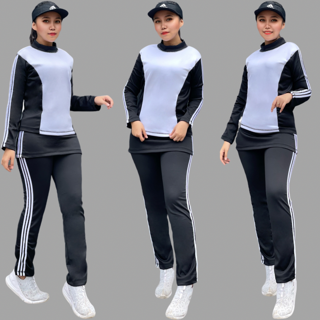 Gymnastics Clothes Fitness Suit Cycling Hijab Muslimah Poly Skirt 2Tone ...