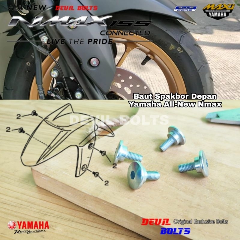 Full Set of Yamaha Nmax Aerox Lexi Xmax Front Fender Bolts | Shopee ...