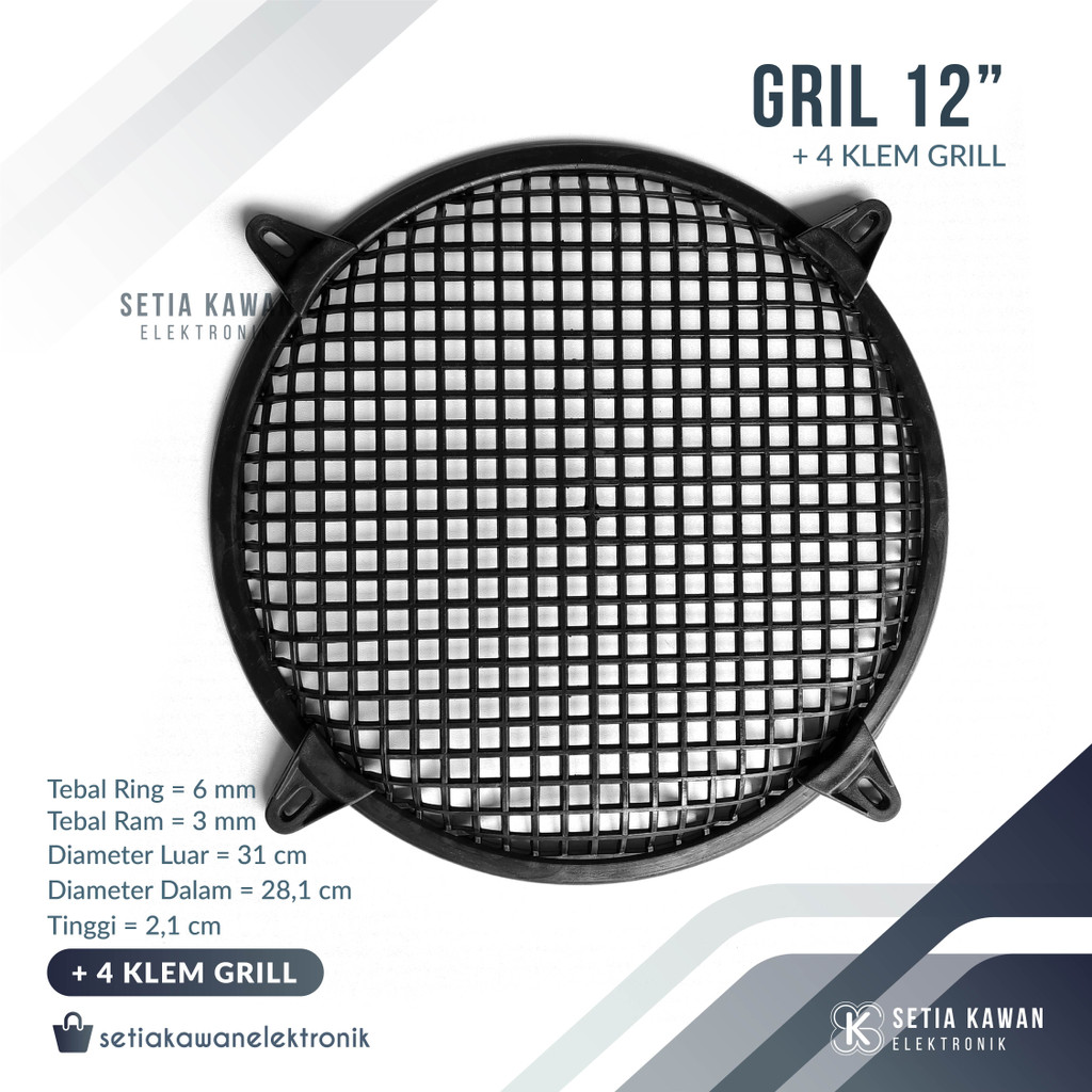 Ram Grill Speaker 12" Plastic + 4 Grill Clamps / 12 Inch Salon Speaker ...